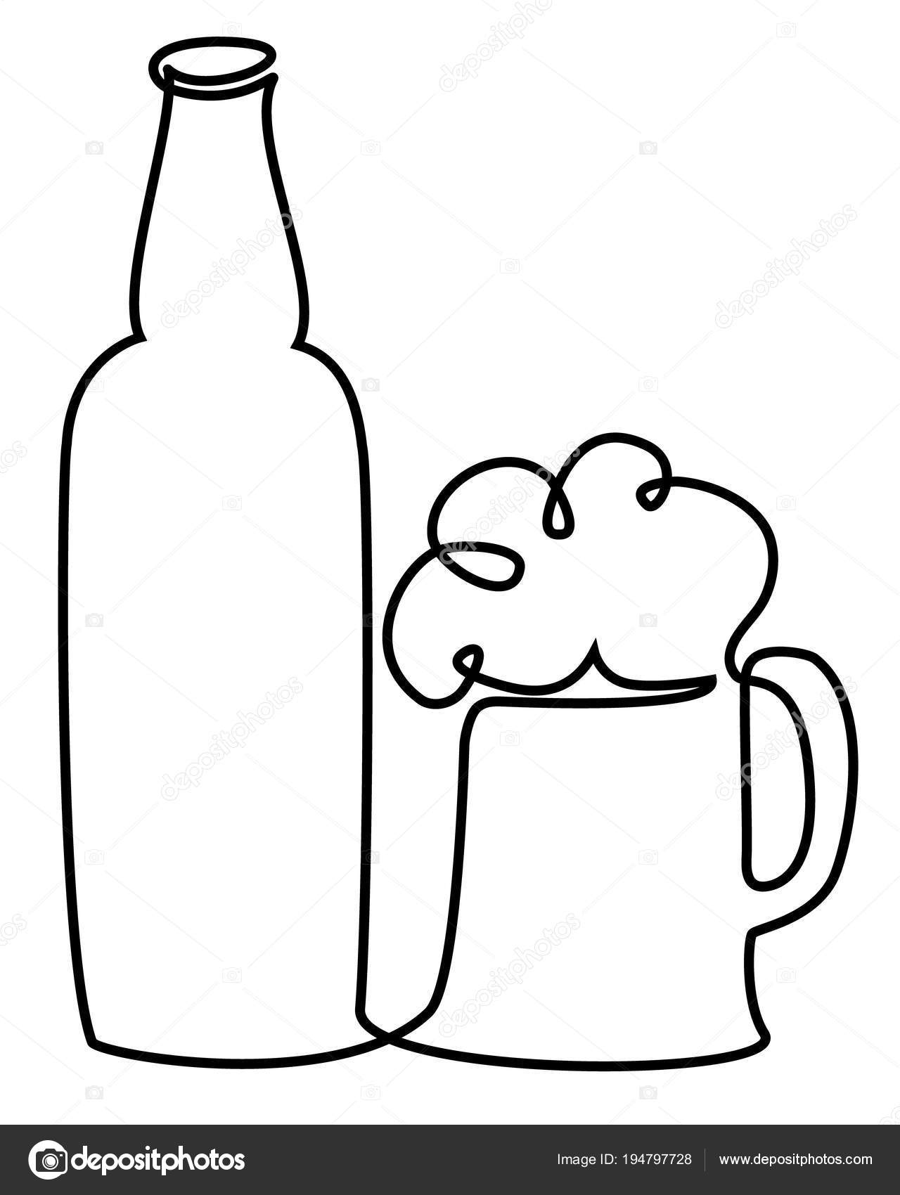 Pinta Cerveza Dibujo Una Línea Vector de stock por ©agnieszka 194797728