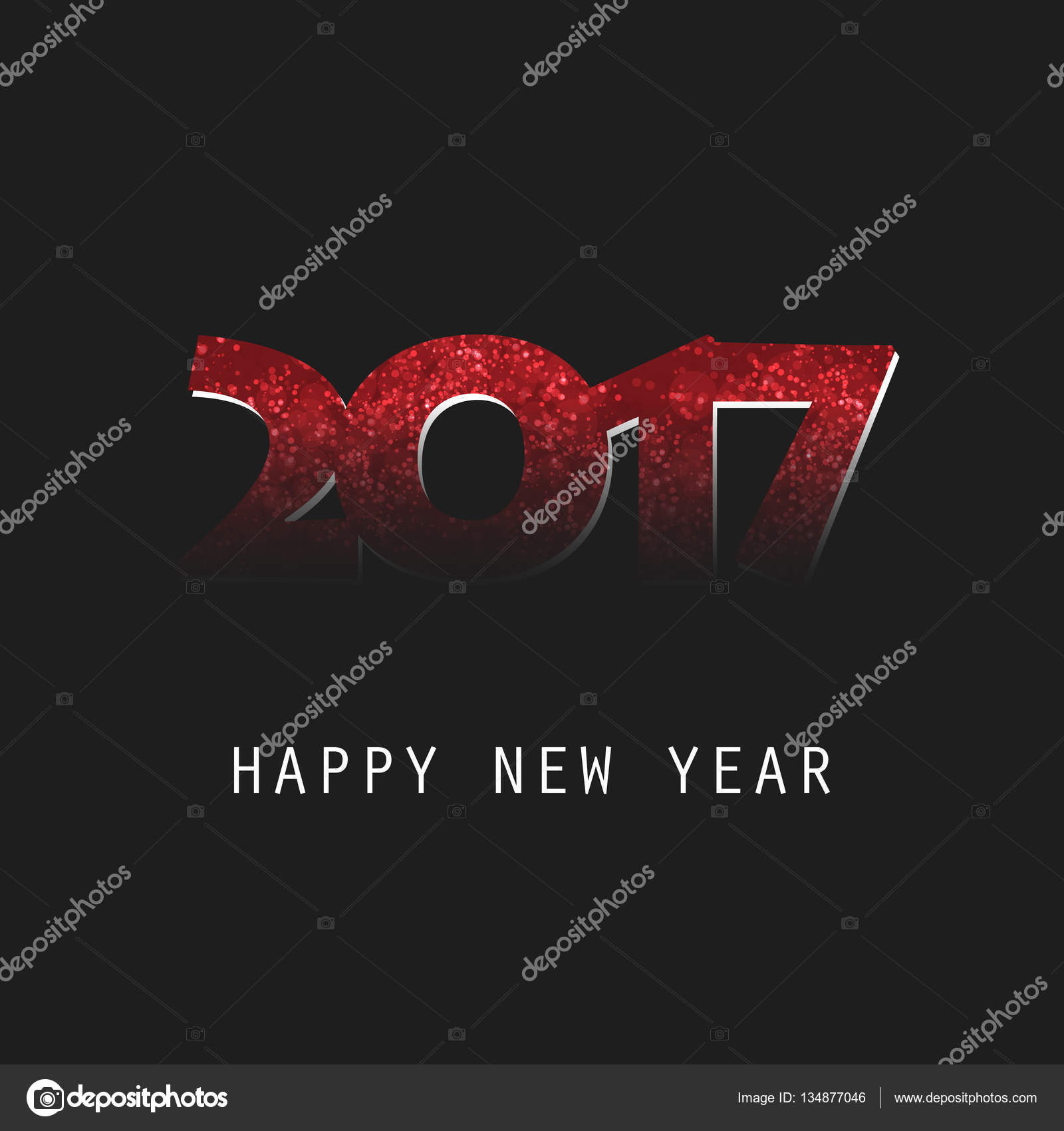 Sparkling Red and Black New Year Card, Cover or Flyer Design Background ...