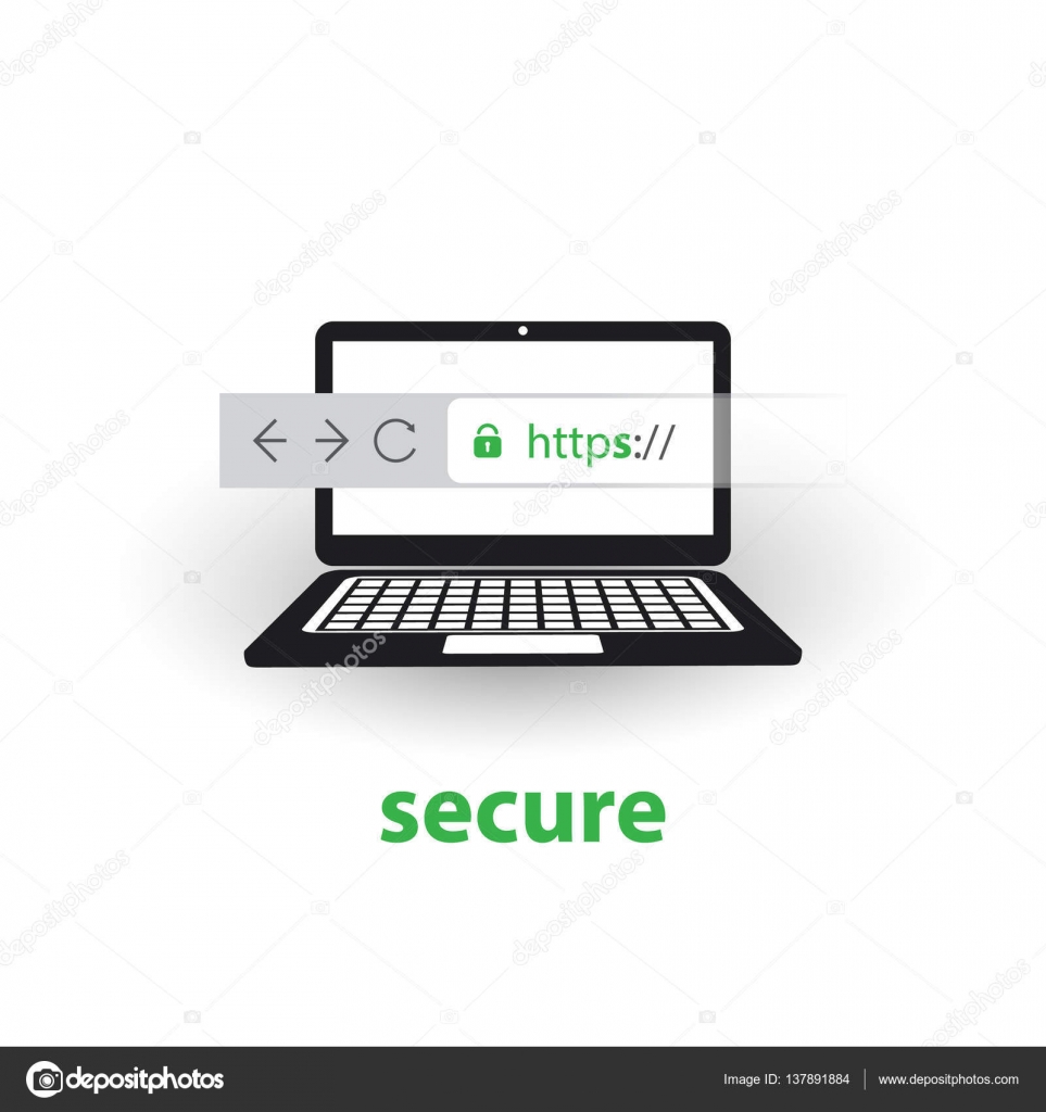 HTTPS Protocol - Safe and Secure Browsing on Mobile Computer Stock Vector by ©bagotaj #137891884