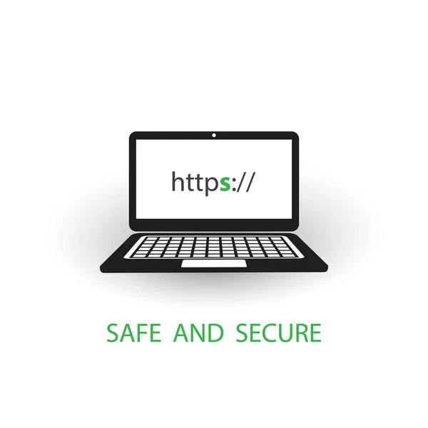 HTTPS Protocol - Safe and Secure Networking, Browsing on Mobile Computer Stock Vector Image by ...