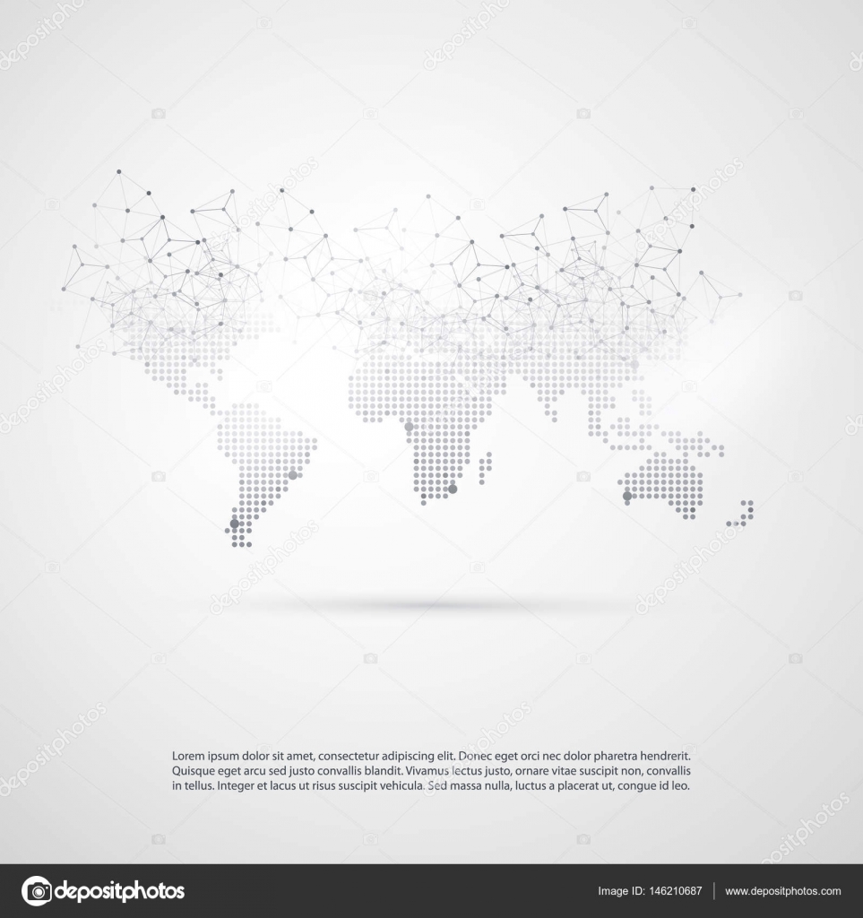 Cloud Computing and Networks with World Map - Abstract Global Digital Network Connections ...
