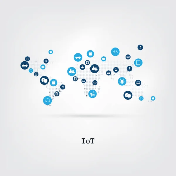 Internet of Things, Cloud Computing Design Concept with Icons - Digital Network Connections ...