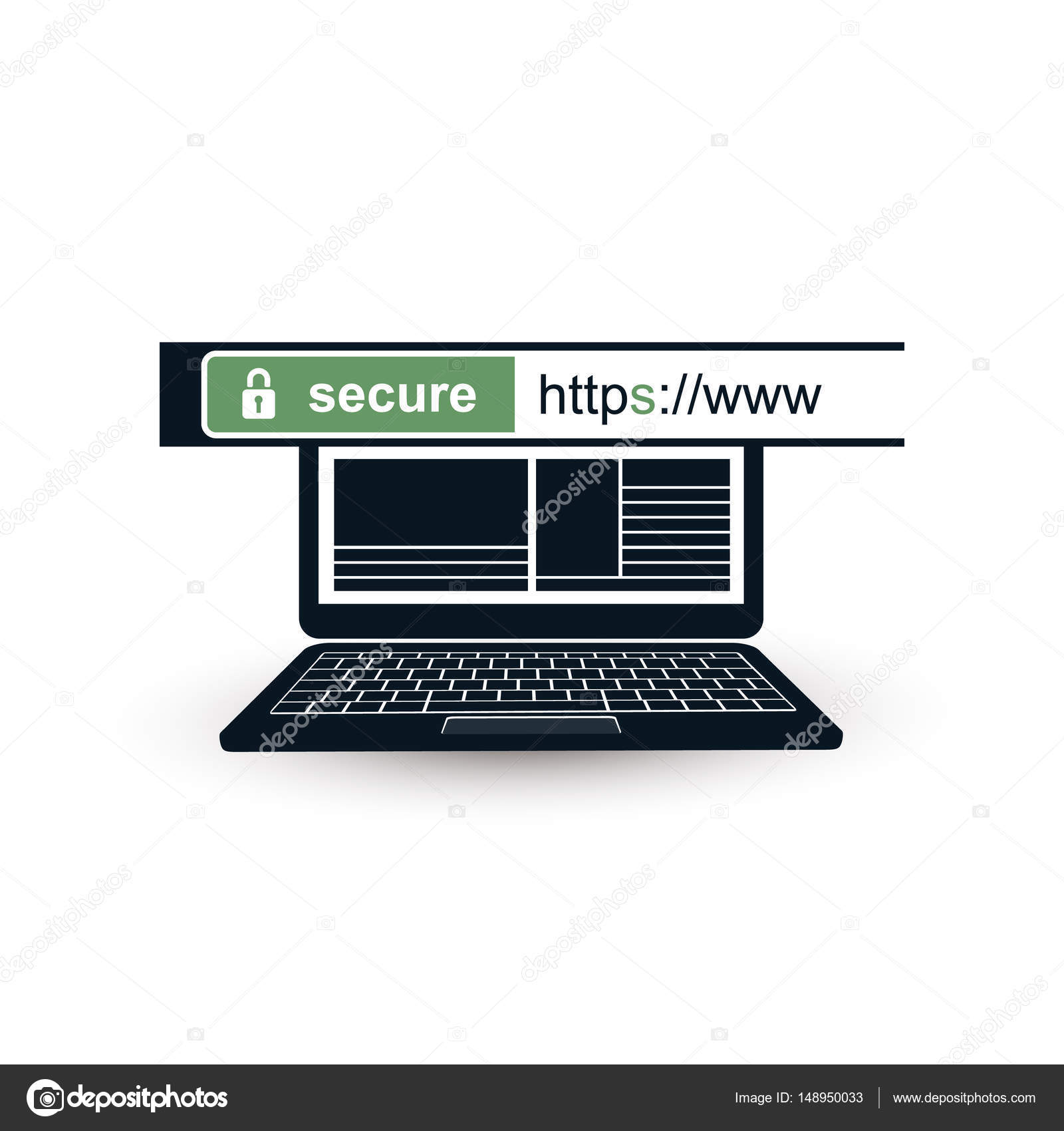HTTPS Protocol - Safe and Secure Networking, Browsing on Mobile Computer Stock Vector Image by ...