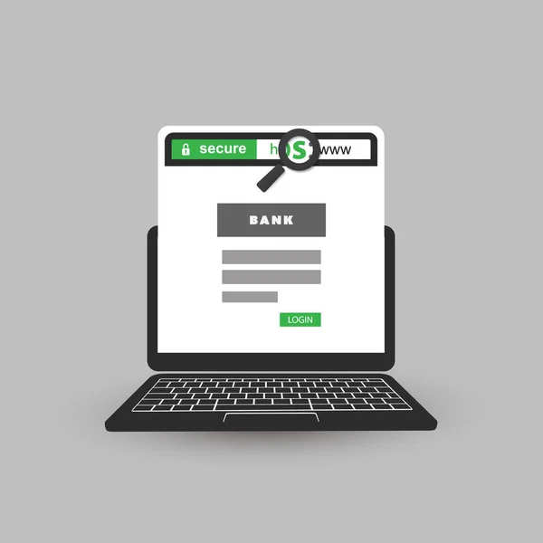 HTTPS Protocol - Safe and Secure Browsing on Mobile Computer — Stock Vector © bagotaj #150799040