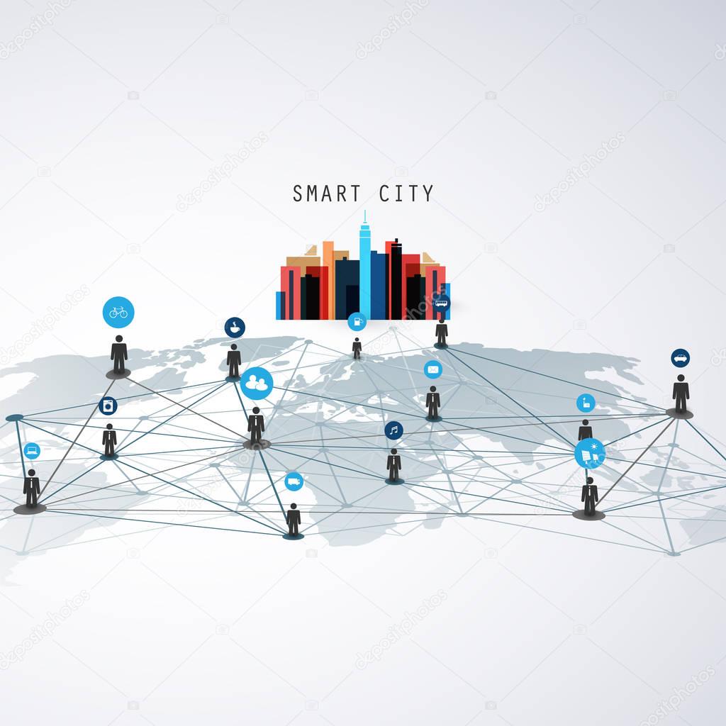 Smart Cities - Networks - Business Connections - Social Media Concept ...
