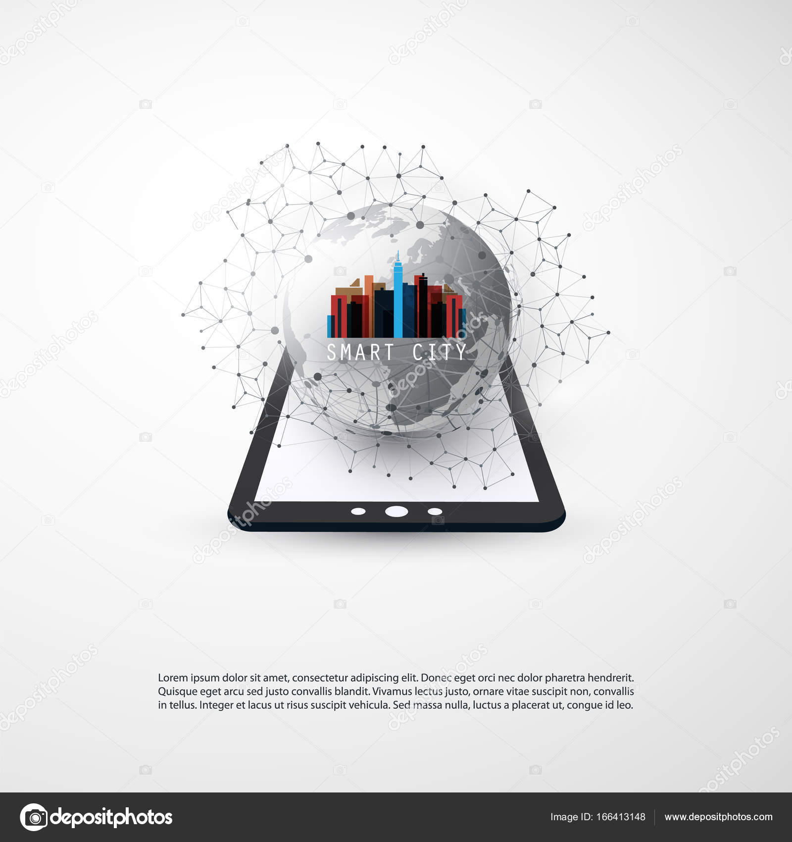 Colorful Smart City, Cloud Computing Design Concept - Digital Network ...