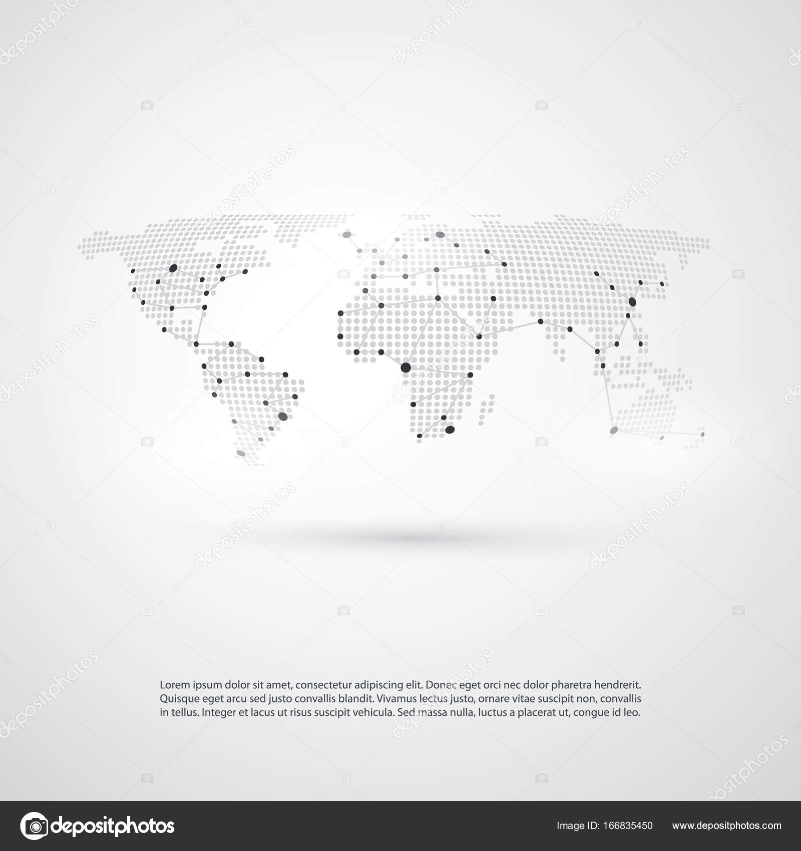 Cloud Computing and Networks with World Map - Abstract Global Digital ...