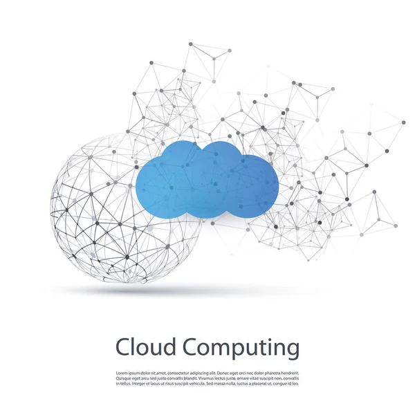 Cloud computing network concept polygon dot connected line. Concept of cloud server, Storage and ...