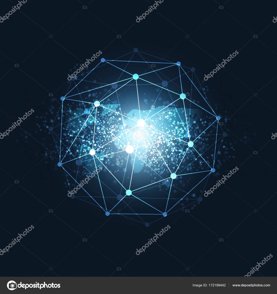 Cloud Computing and Networks Concept with World Map - Abstract Global ...