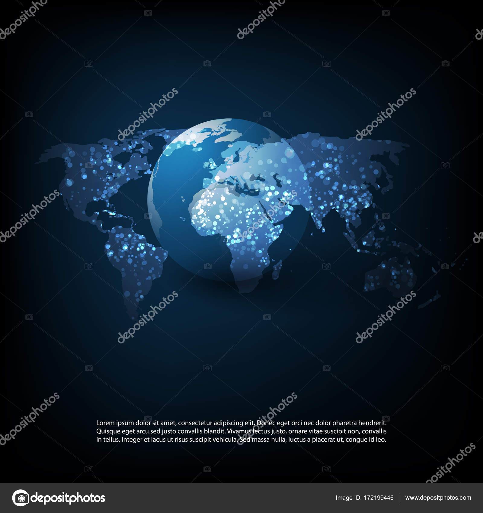 Cloud Computing and Networks Concept with Earth Globe and World Map - Abstract Global Digital ...