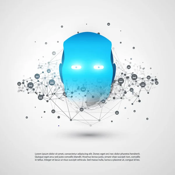 Modern Style Futuristic Machine and Deep Learning, Artificial Intelligence Design Concept with ...