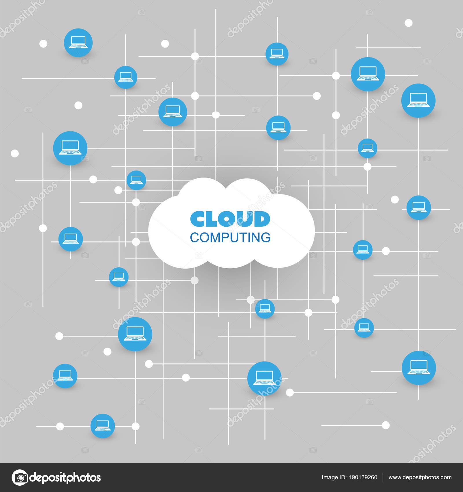 Cloud Computing, Concept de conception IoT avec des icônes - Connexions réseau numérique ...