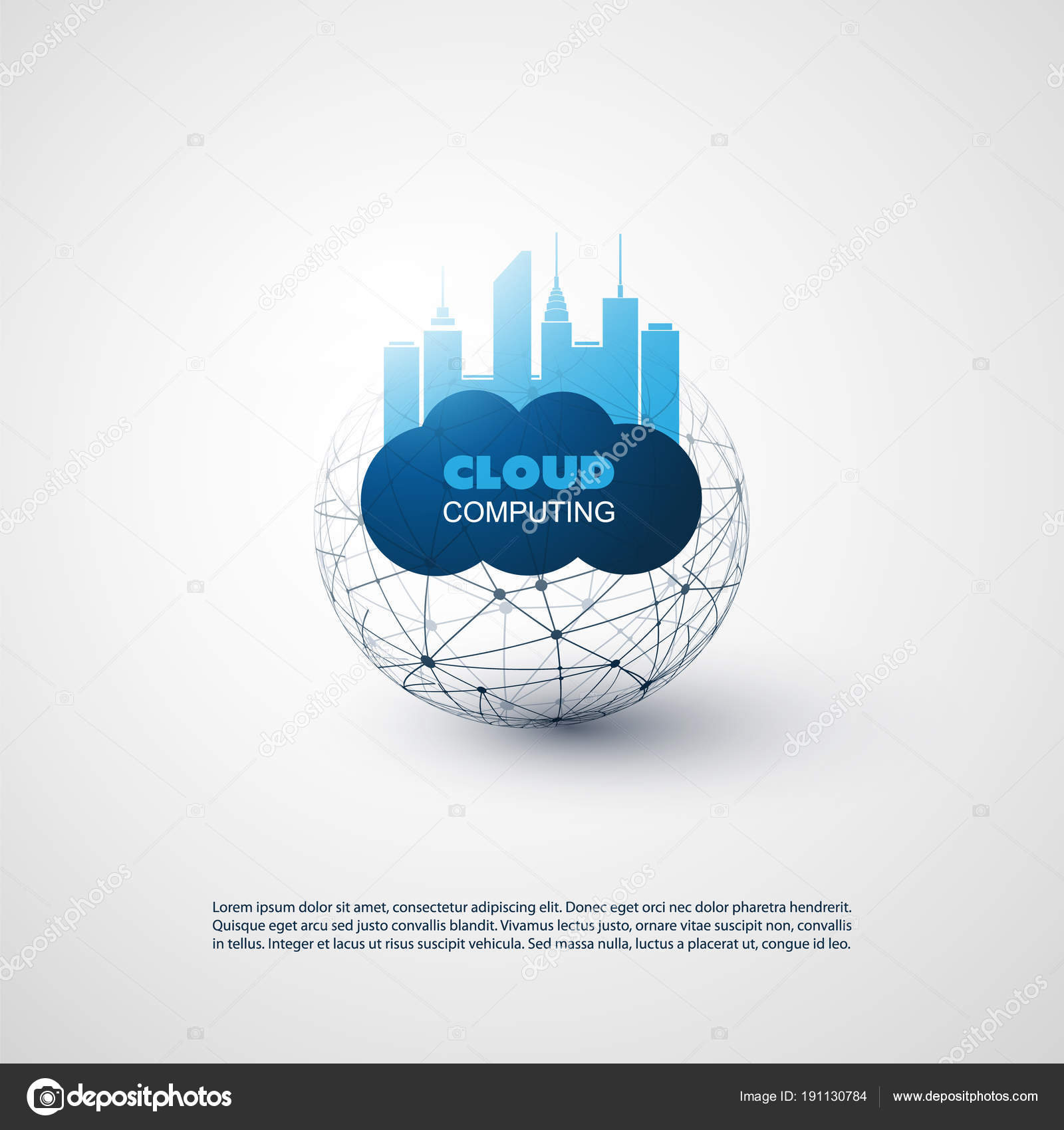 Cloud Computing and Smart City Design Concept - Digital Network Connections, Technology ...