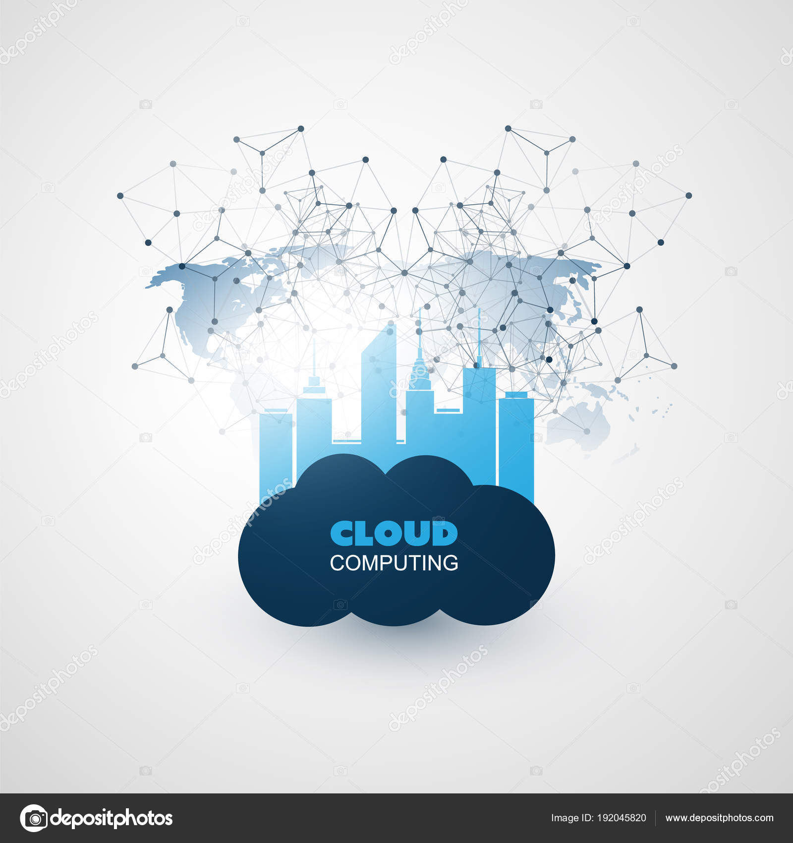 Cloud Computing and Smart City Design Concept - Global Digital Network Connections, Technology ...