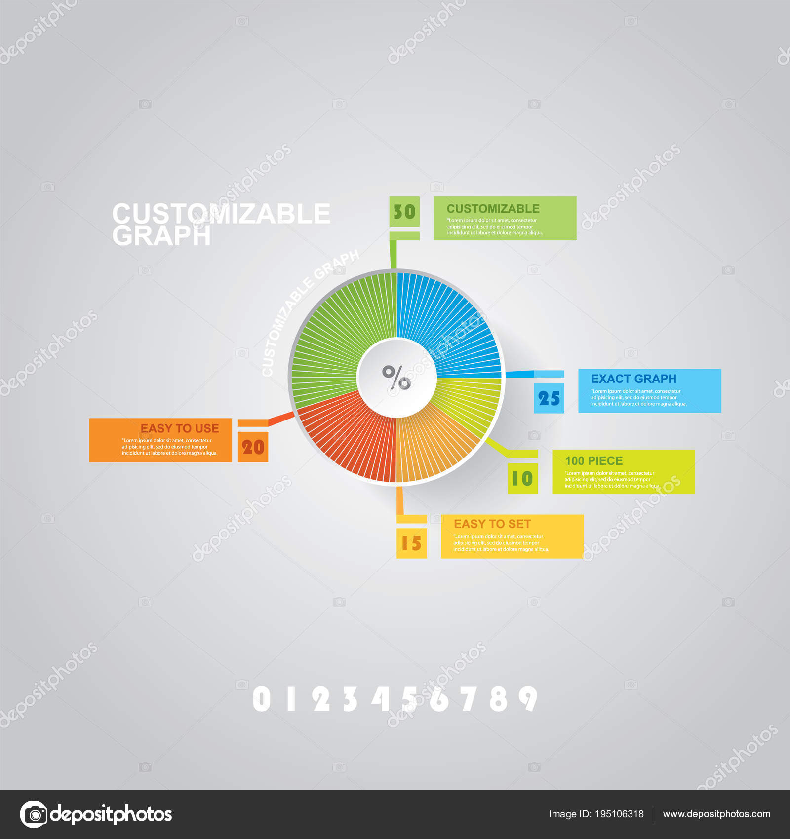 Customizable Infographic Design with Pie Chart and Labels Stock Vector ...