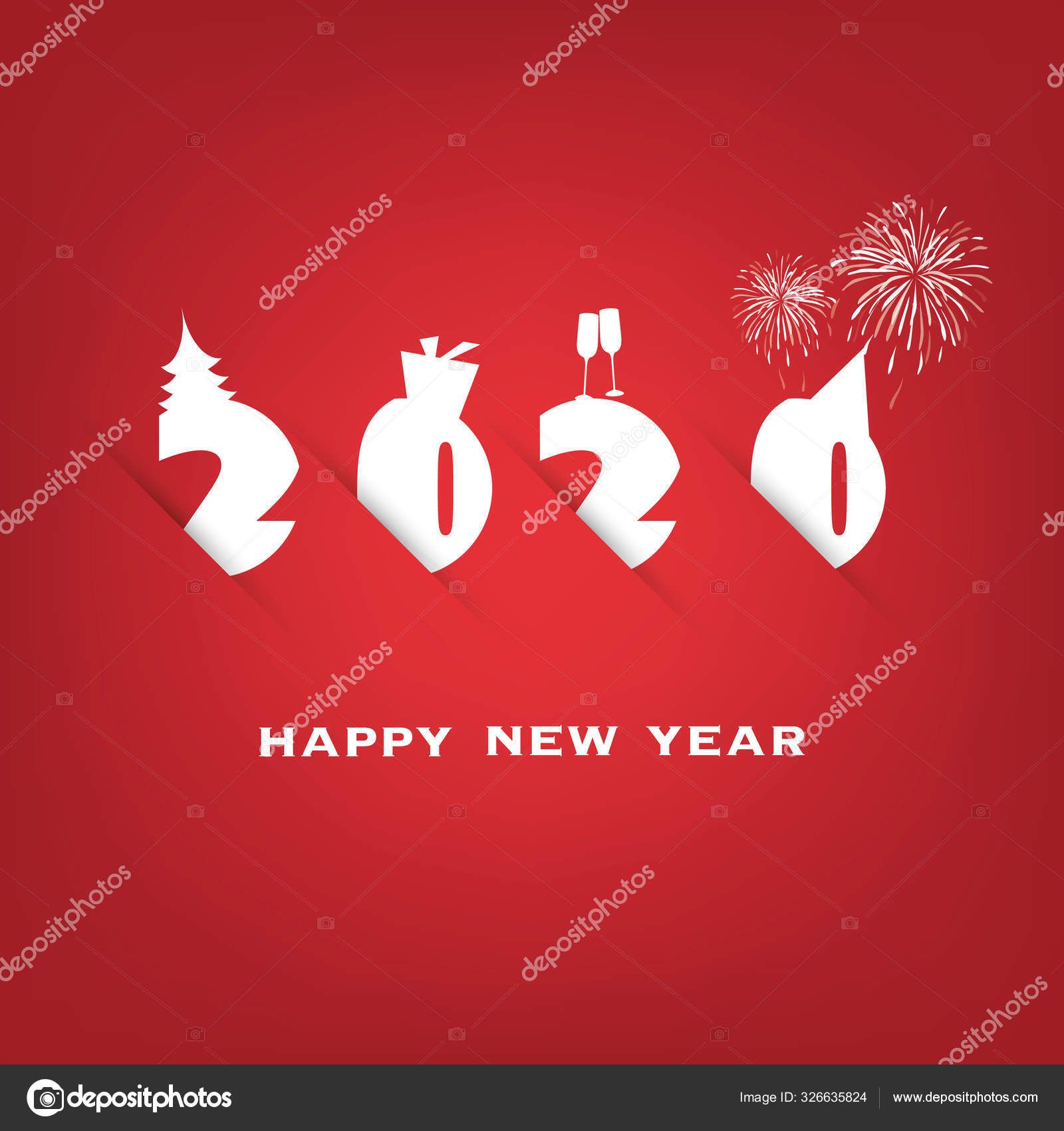 Simple Red and White New Year Card, Cover or Background Design Stock ...