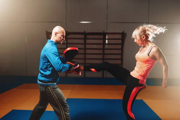 self-defense workout with personal trainer - Stock Image - Everypixel