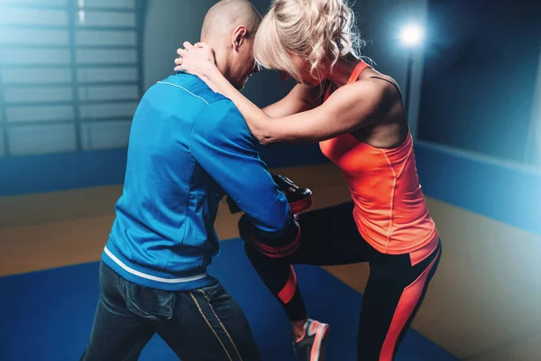 self-defense workout with personal trainer - Stock Image - Everypixel