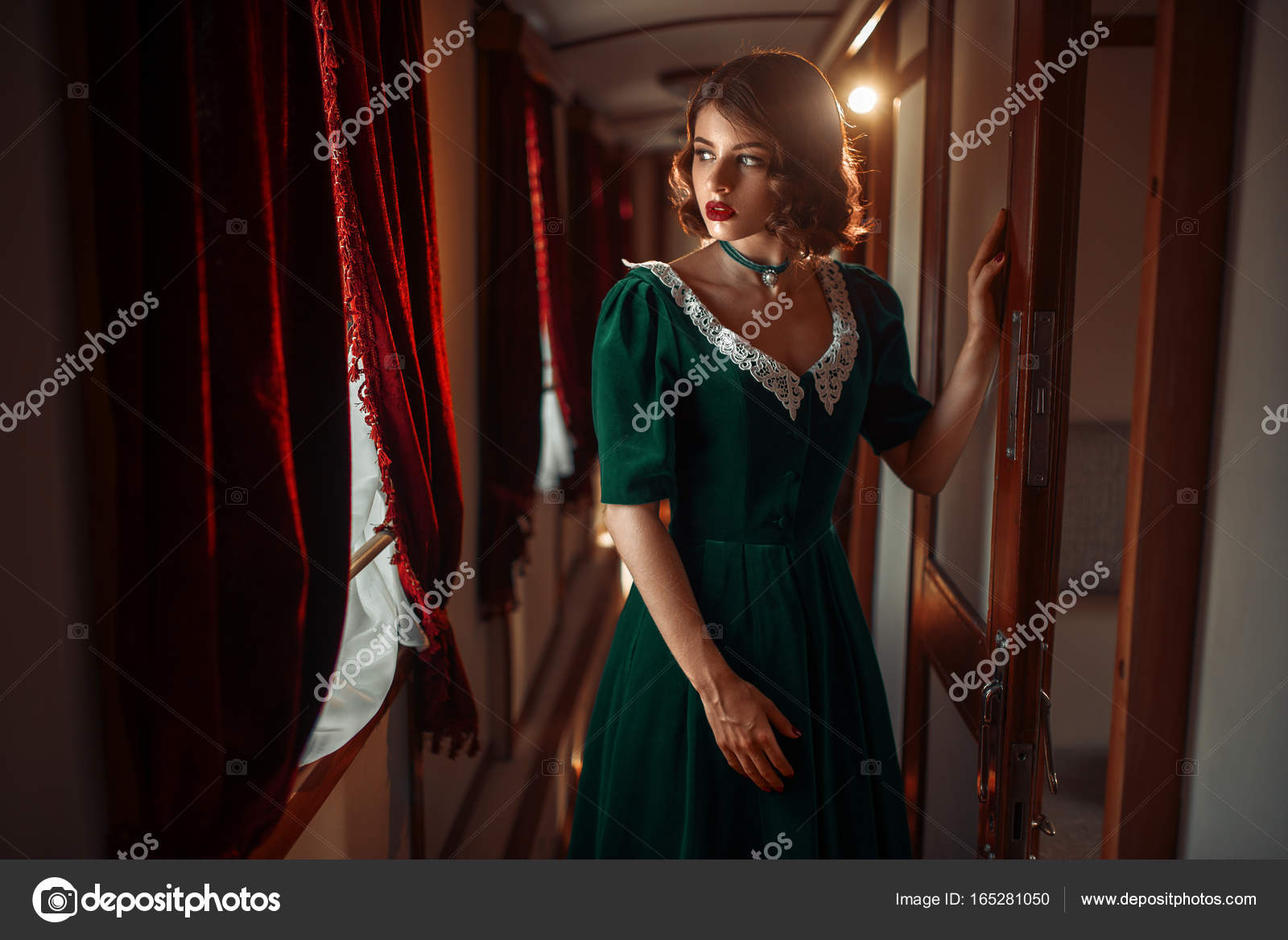 Young woman travelling in retro train — Stock Photo © Nomadsoul1 #165281050
