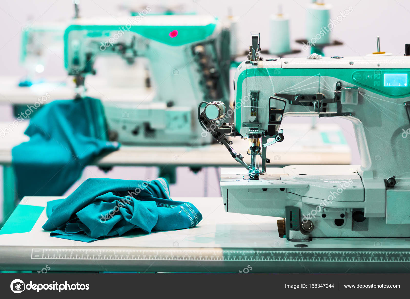 Professional sewing machine and blue textile Stock Photo by ©Nomadsoul1 ...