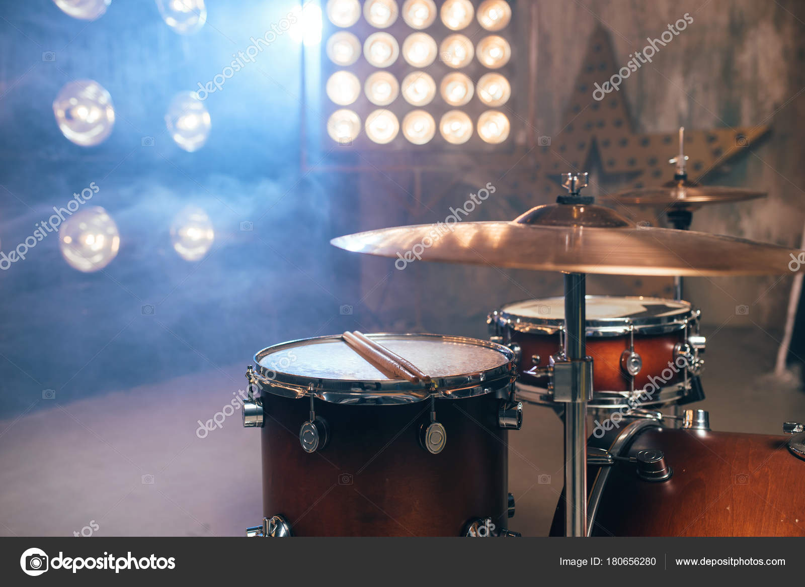 Drum Set Percussion Instrument Drumkit Stage Lights — Stock Photo ...