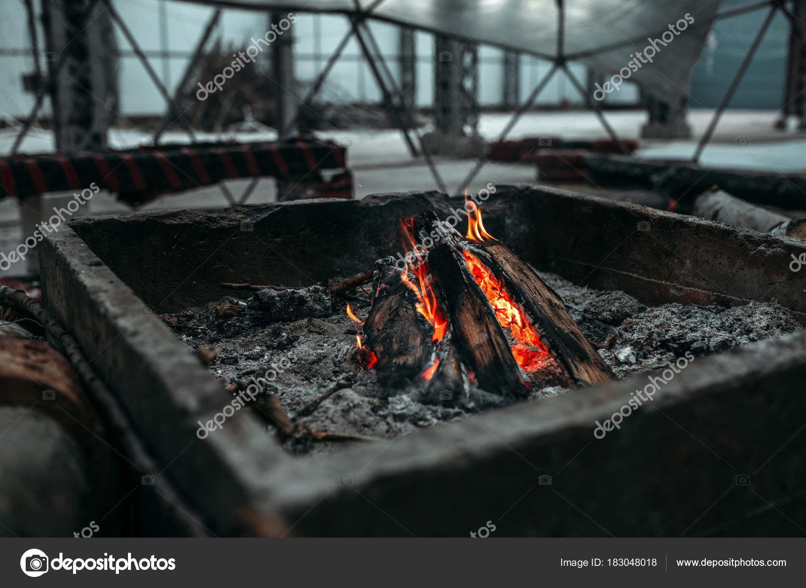 Fireplace Destroyed Building Post Apocalyptic Concept Horror Nuclear ...