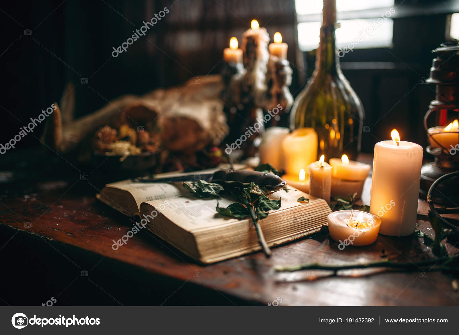 Witchcraft Black Magic Candles Ritual Book Table Occult Esoteric ... Witchcraft Black Magic Candles Ritual Book Table Occult Esoteric ...