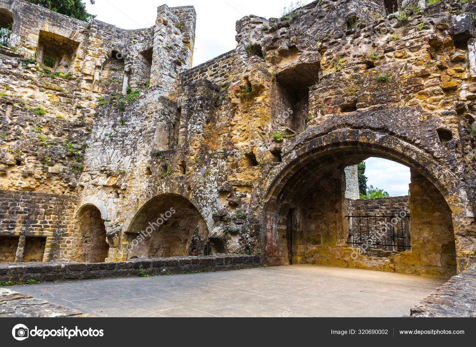 Old Castle Ruins Ancient Stone Building Facade European Architecture ...