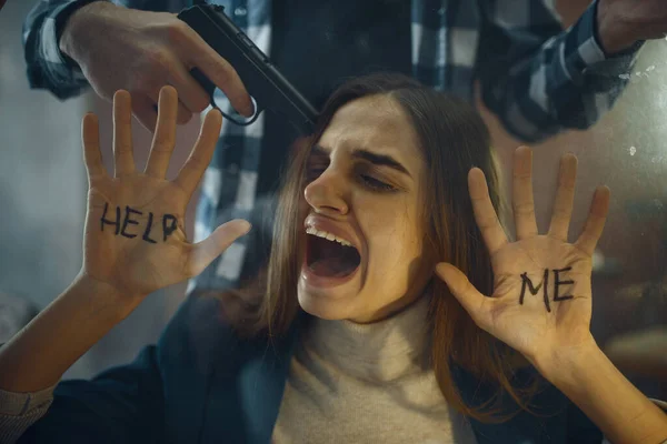 Maniac Kidnapper Gun Scared Female Victim Background Kidnapping Serious ...