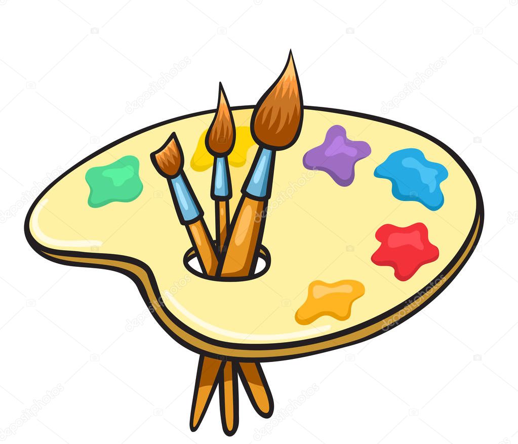 Cartoon art image | Cartoon art palette and brushes — Stock Vector ...
