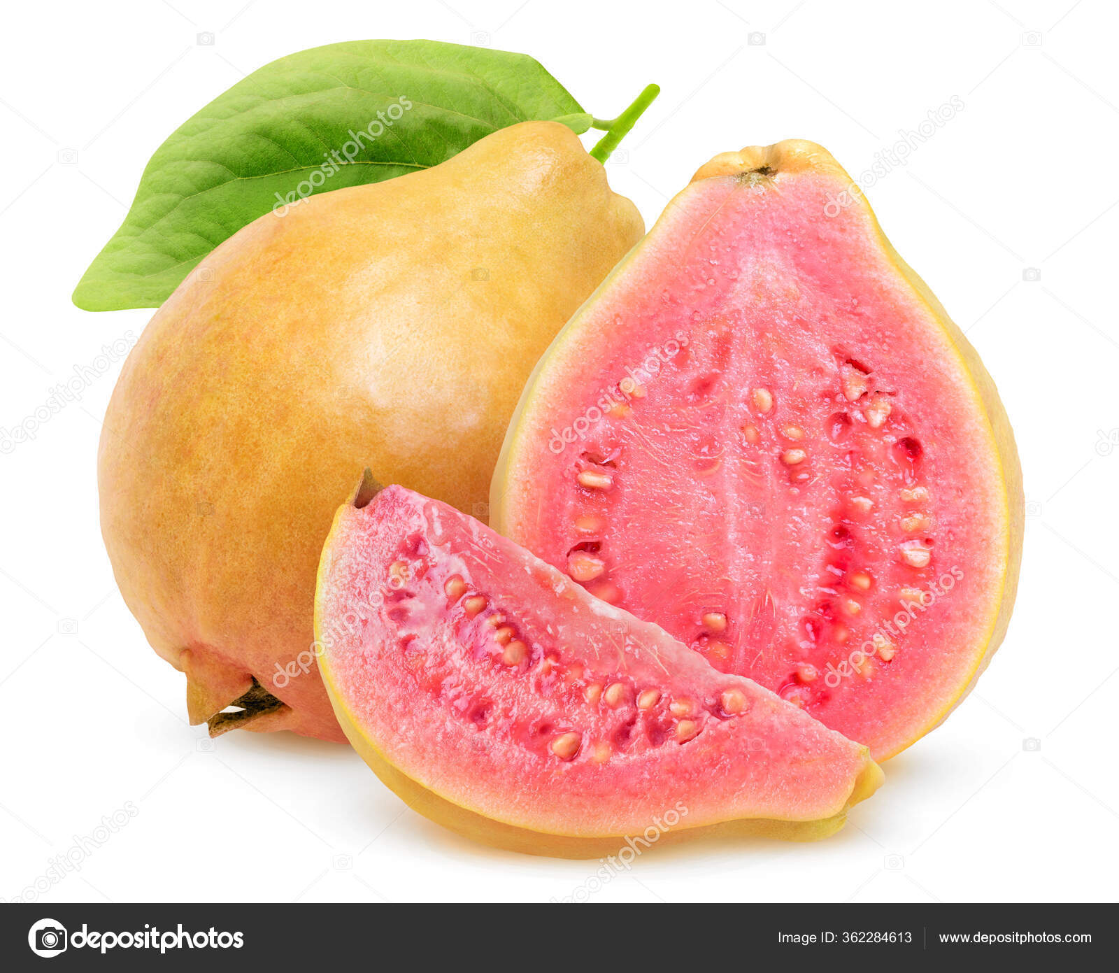 Goyaves Jaunes Isolées Fruit Goyave Entier Une Moitié Une Tranche ...