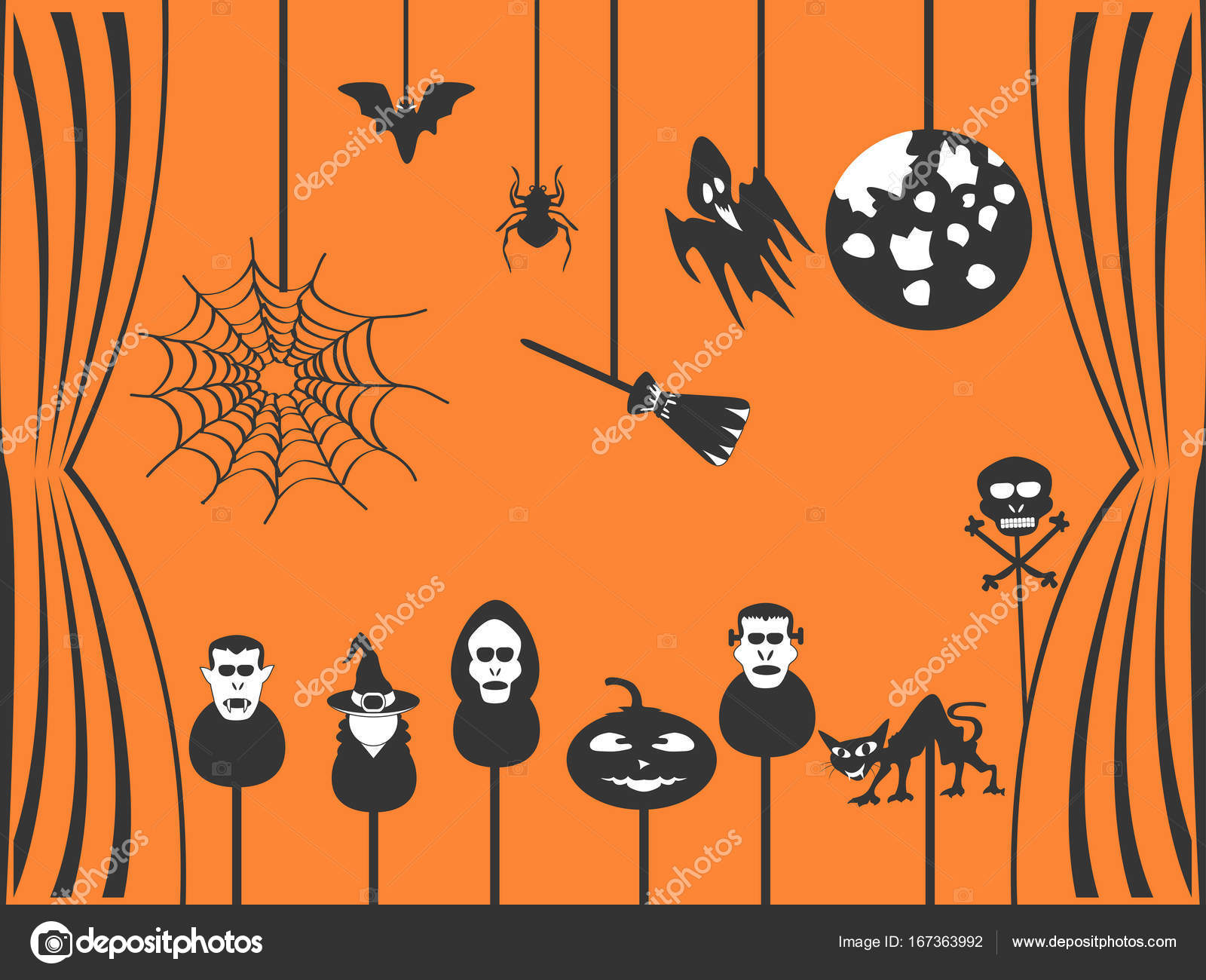 Black halloween puppets theater Stock Vector Image by ©huhulin #167363992