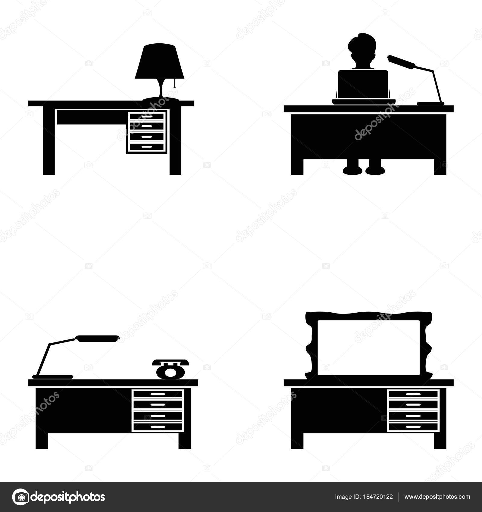 Black desk icons set Stock Vector Image by ©huhulin #184720122