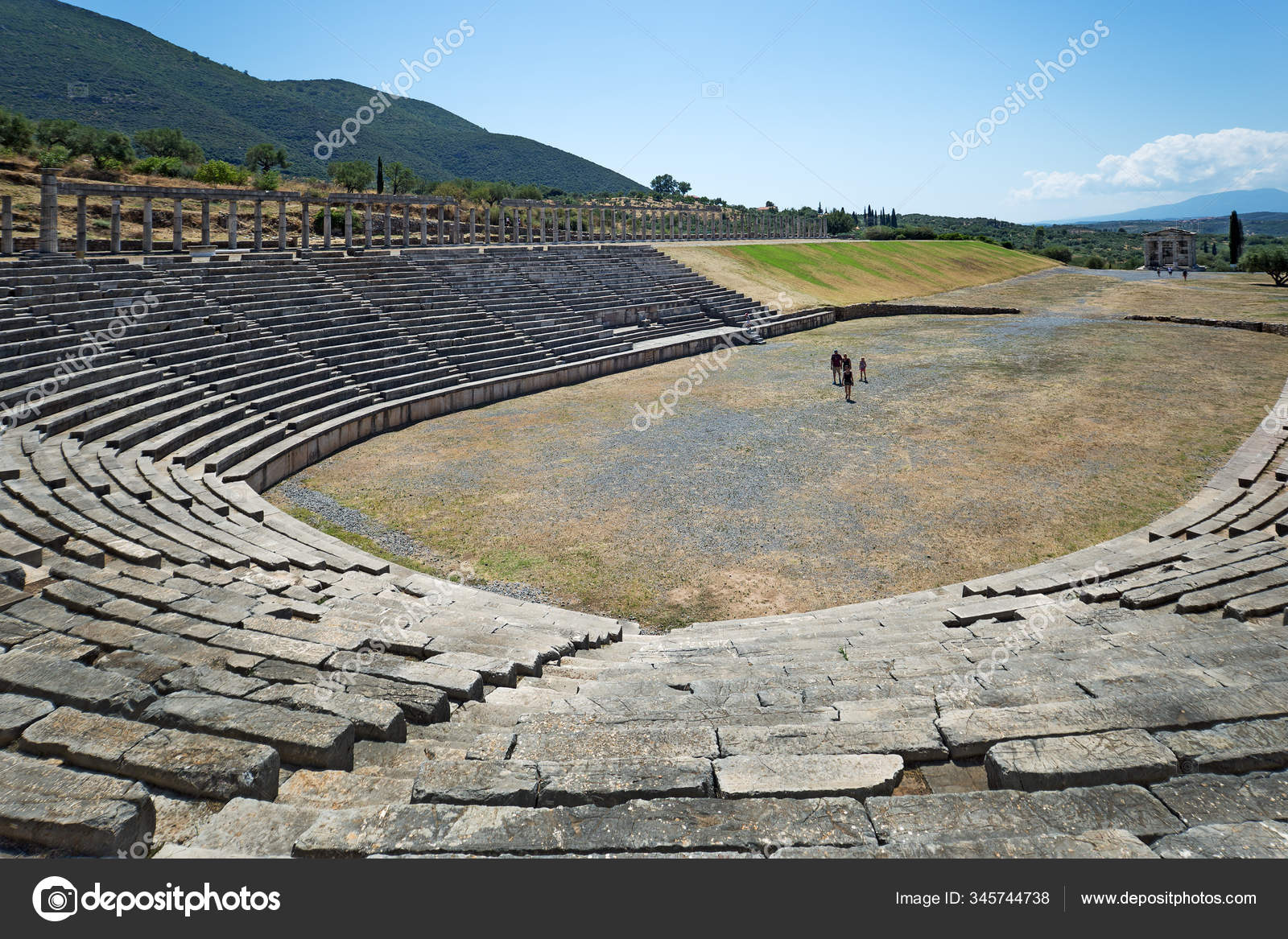 Ancient Messene city ruins of stadium, Peloponnese, Greece Stock Photo ...