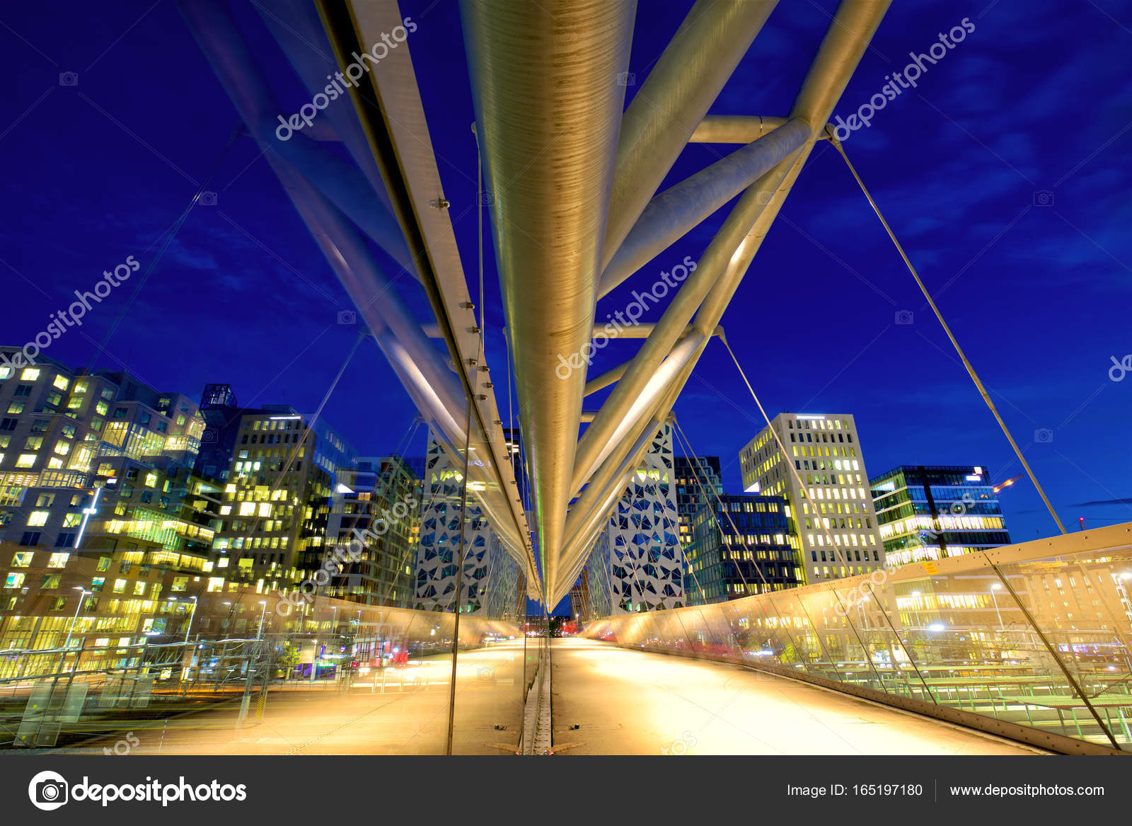 Pedestrian bridge in Oslo — Stock Photo © dibrova #165197180