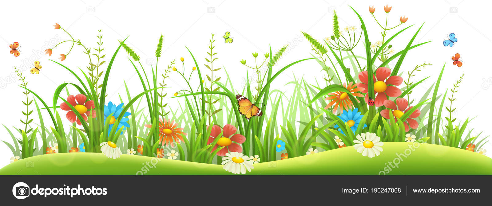 Spring flowers and grass Stock Vector Image by ©dibrova #190247068