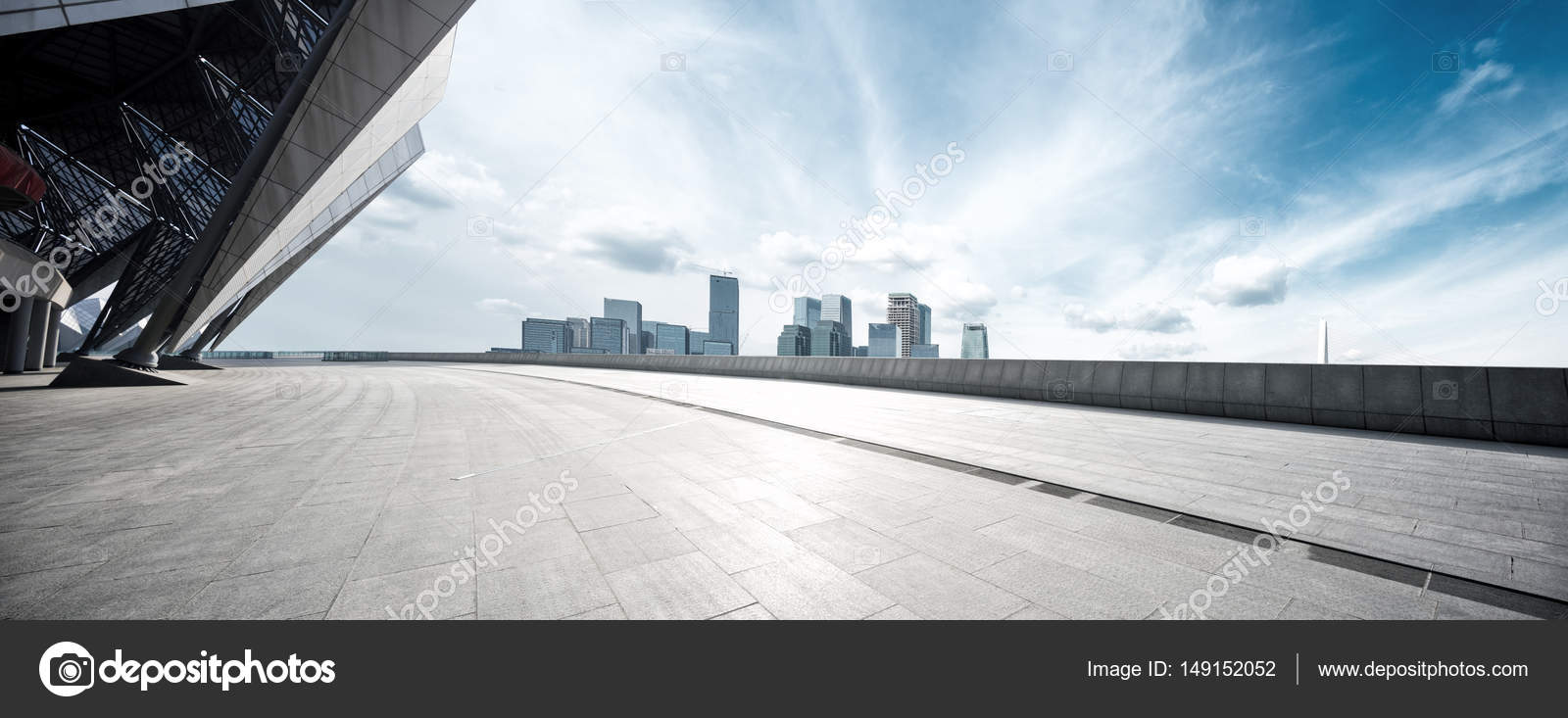 Empty floor with modern cityscape and skyline Stock Photo by ©zhudifeng ...