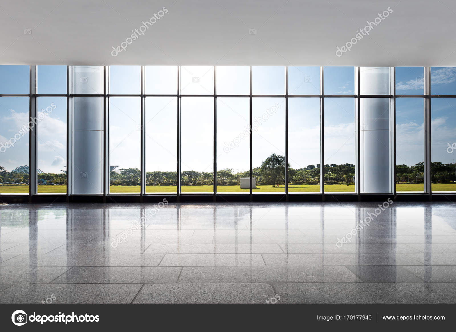 Empty office near green park Stock Photo by ©zhudifeng 170177940