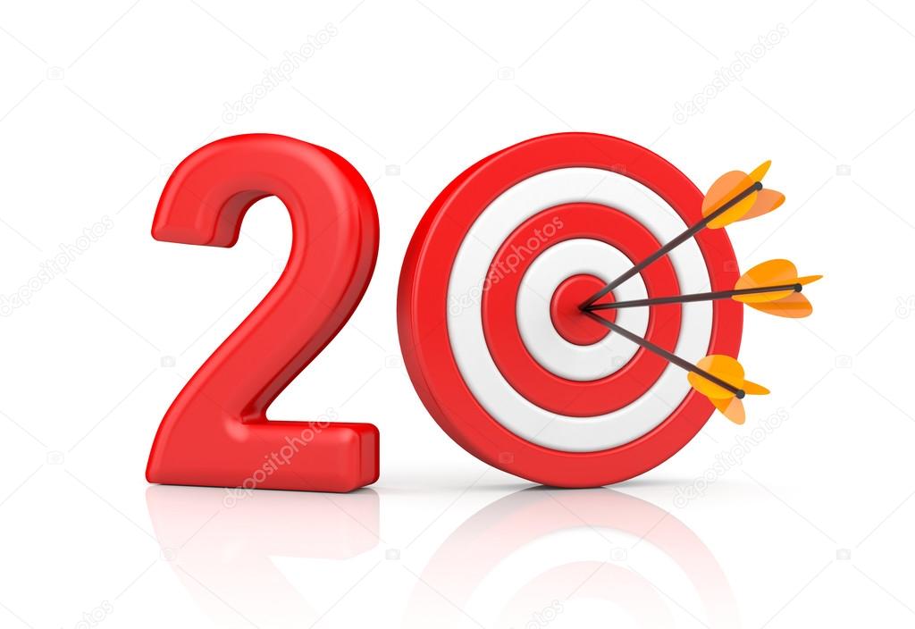 Number 20 with target and arrows Stock Photo by ©Pixelery.com 128727398