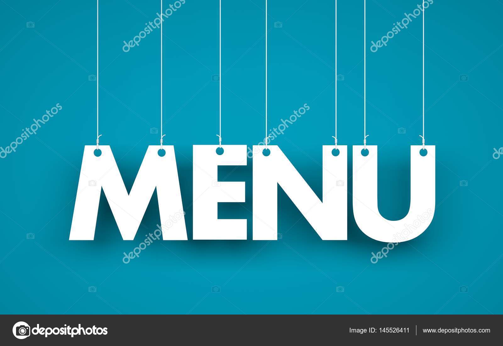 White word MENU hanging on ropes — Stock Photo © Pixelery.com #145526411