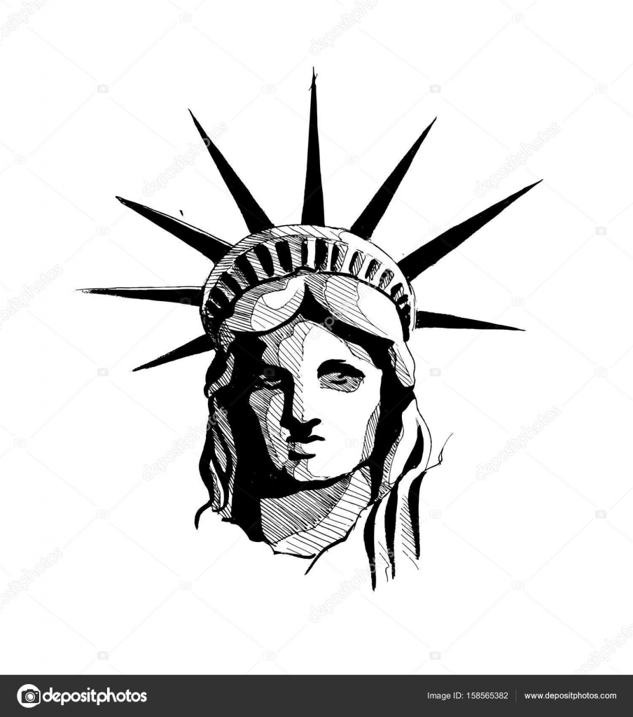 Statue of Liberty, Hand Drawn Sketch Vector illustration. Stock Vector ...
