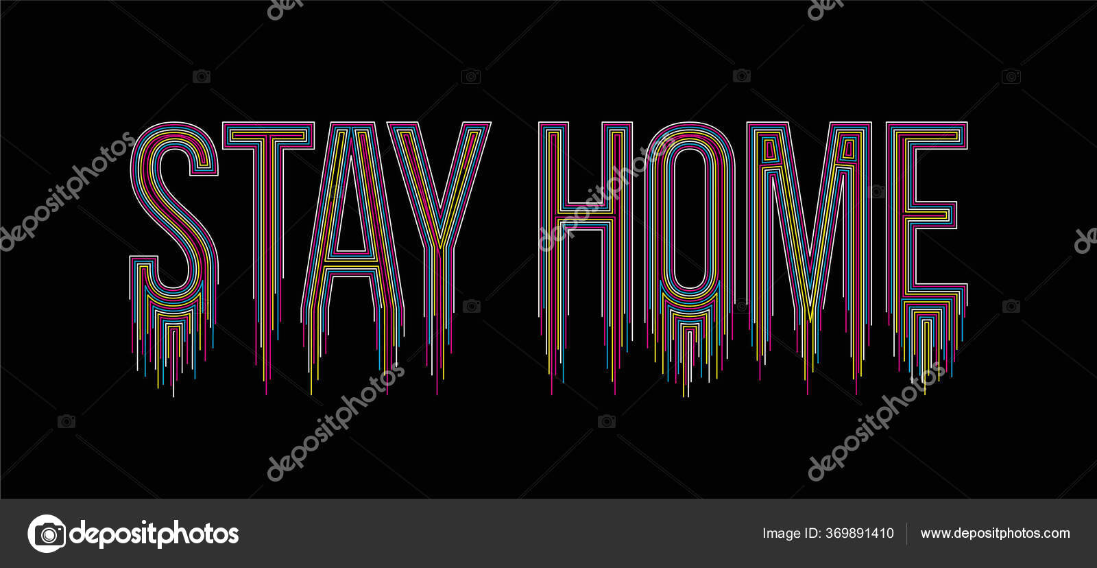 Stay Home Calligraphic Line Art Text Shopping Poster Vector ...