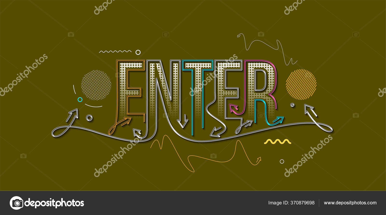 Enter Calligraphic Line Art Text Shopping Poster Vector Illustration ...