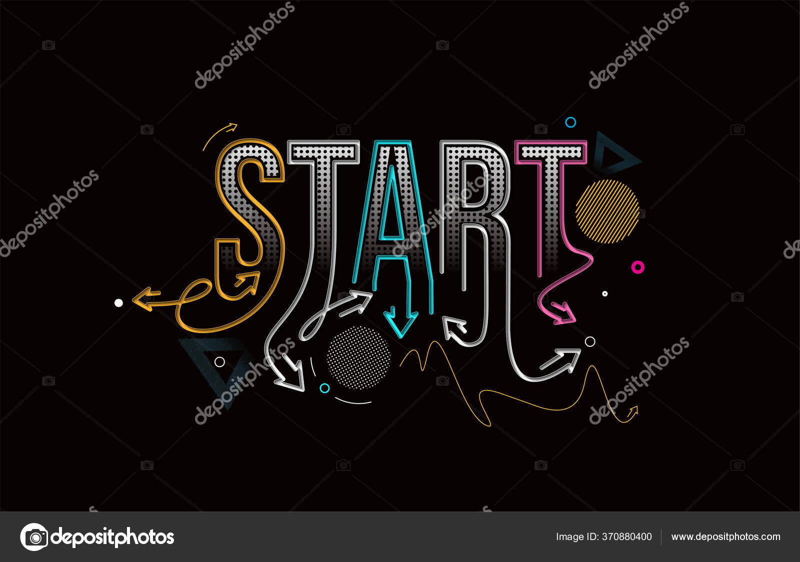 Start Calligraphic Line Art Text Poster Vector Illustration Design ...