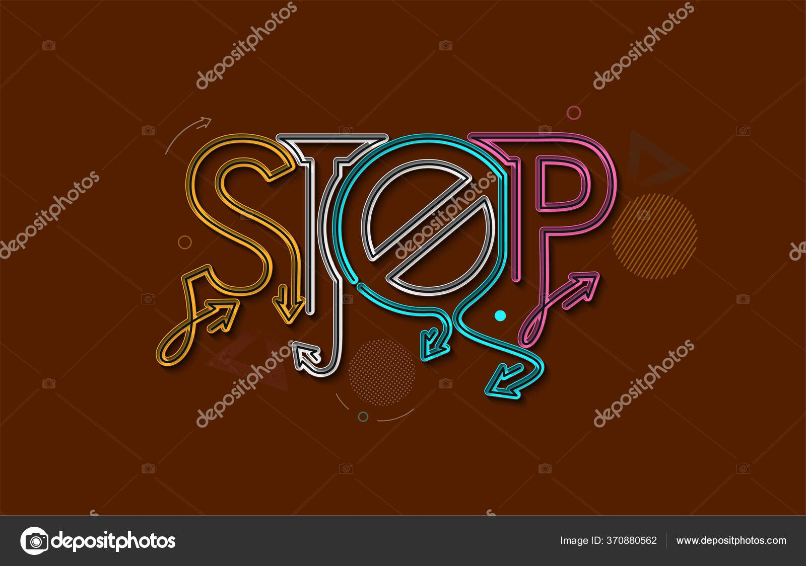 Stop Calligraphic Line Art Text Shopping Poster Vector Illustration ...
