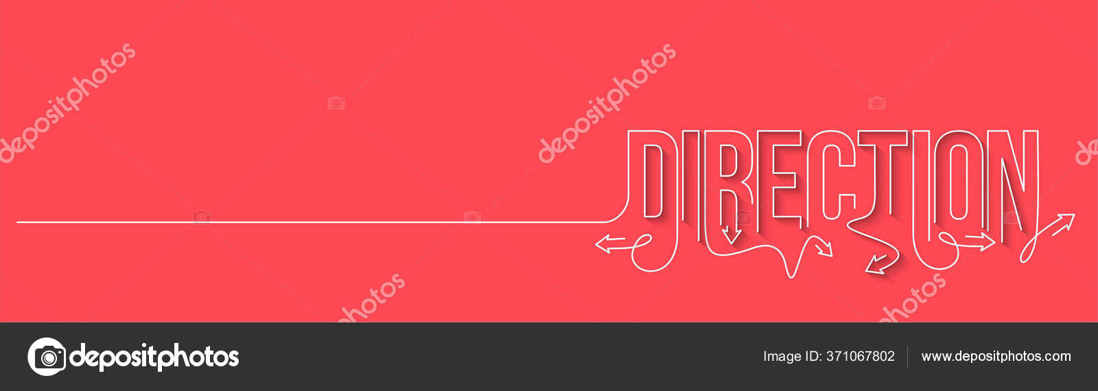 Direction Calligraphic Line Art Text Banner Poster Vector Illustration ...