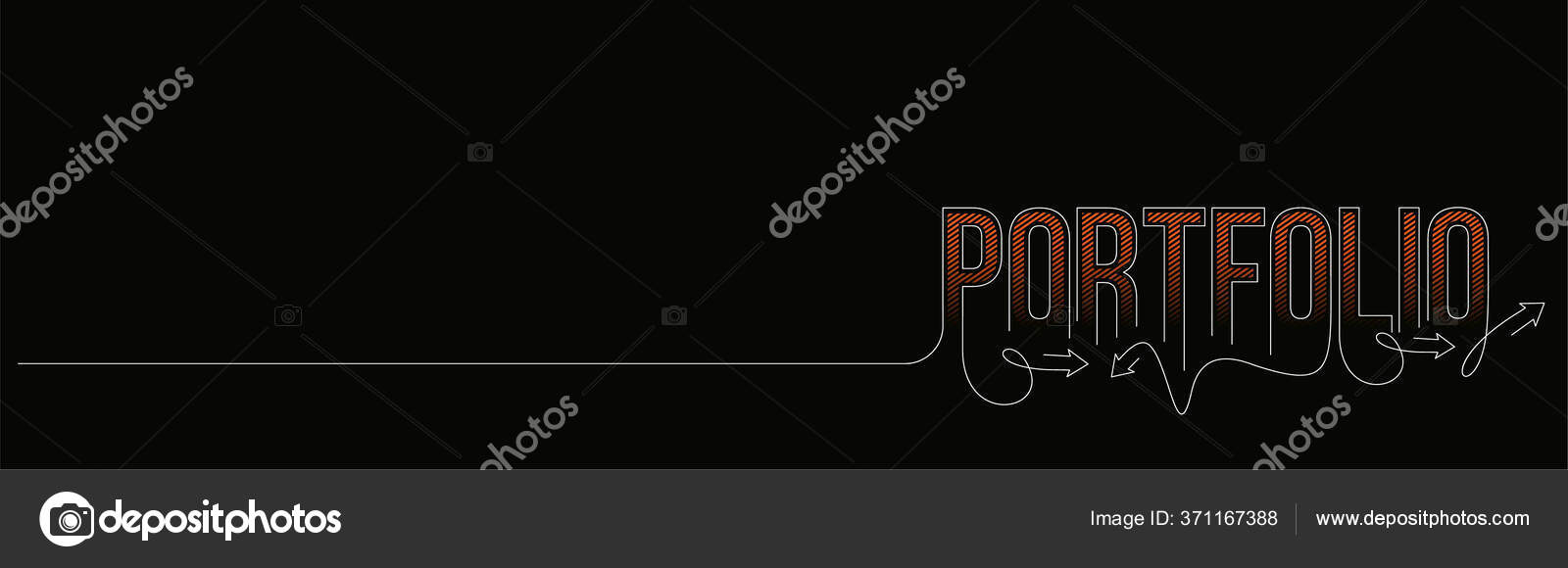 Portfolio Calligraphic Line Art Text Banner Poster Vector Illustration ...
