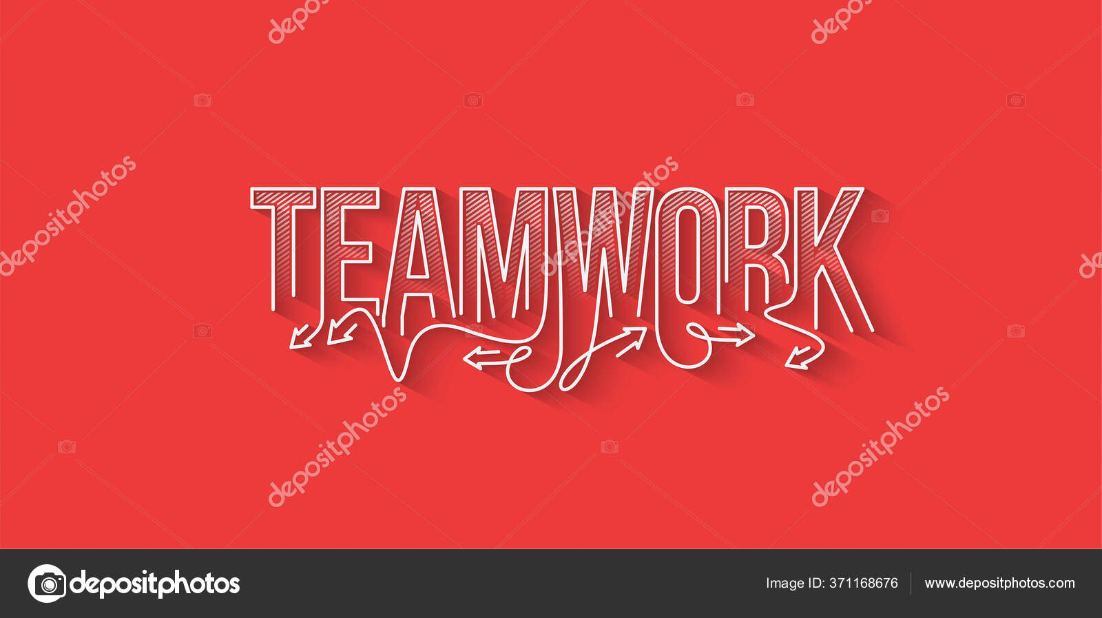 Teamwork Calligraphic Line Art Text Banner Poster Vector Illustration ...