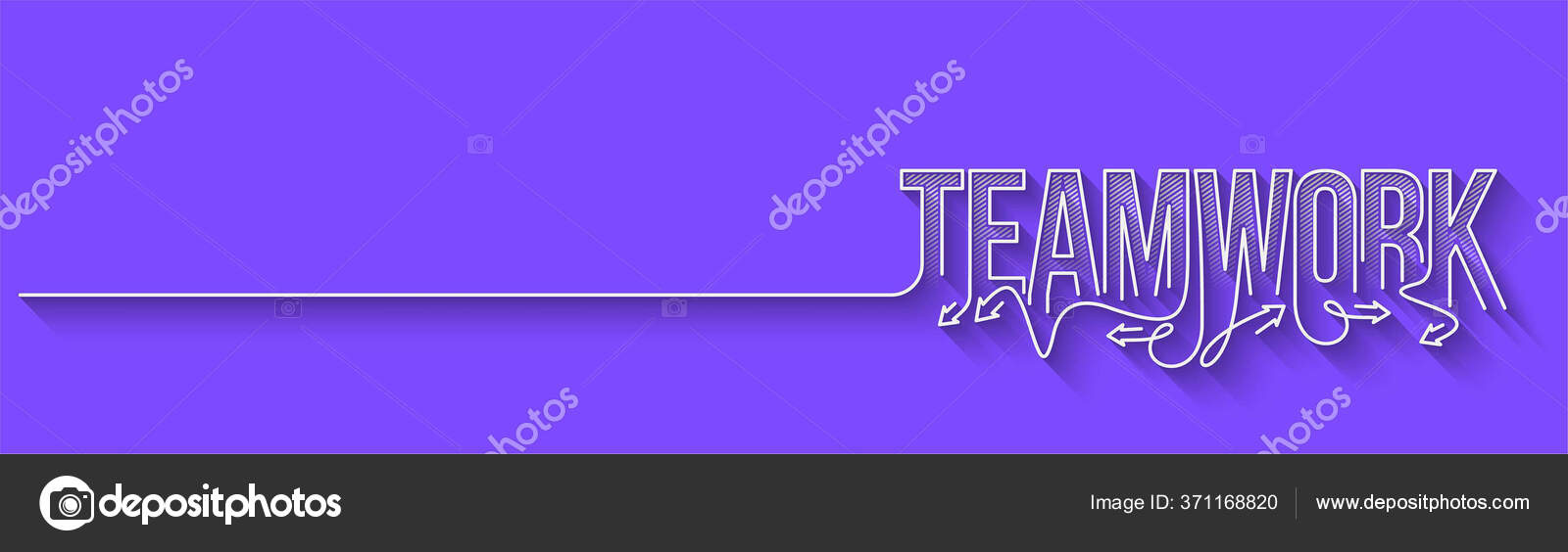 Teamwork Calligraphic Line Art Text Banner Poster Vector Illustration ...