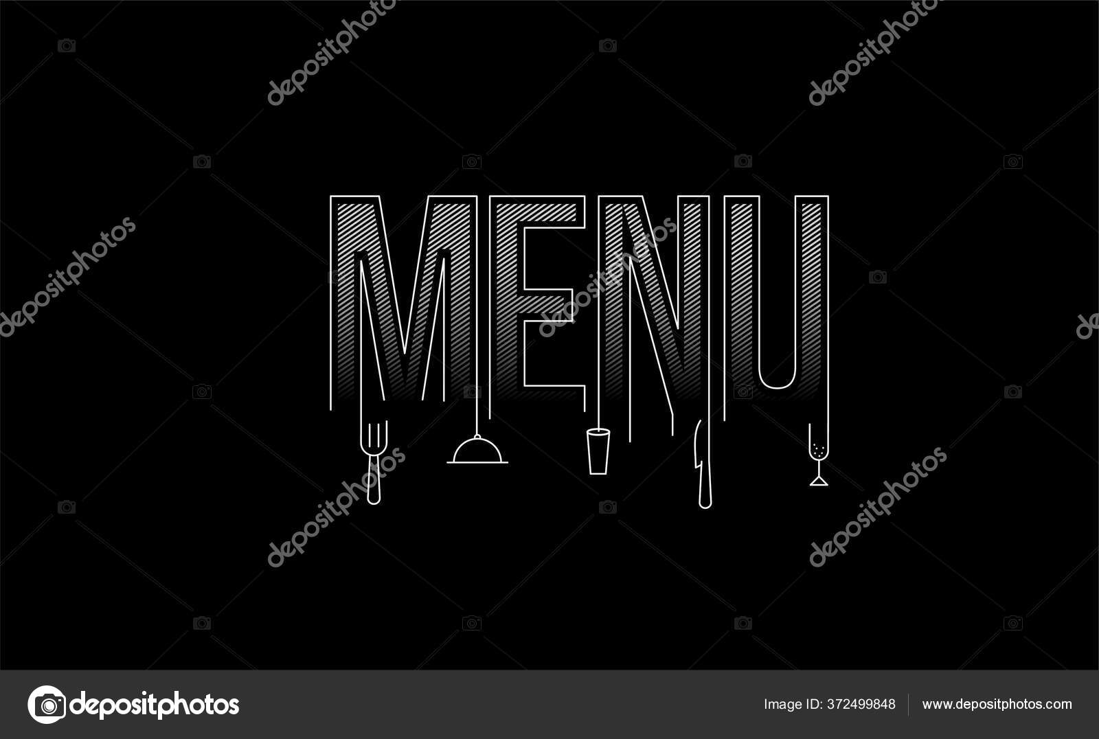 Menu Calligraphic Line Art Text Banner Poster Vector Illustration ...